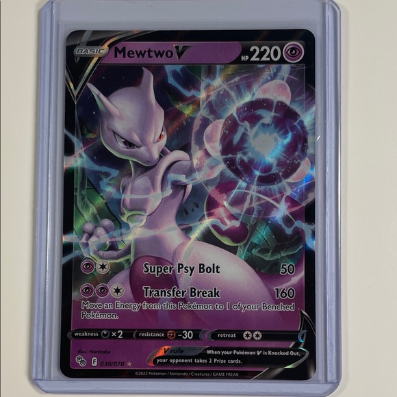 Pokemon | Toys | Pokemon Mewtwo V Trading Card Purple And Black | Poshmark